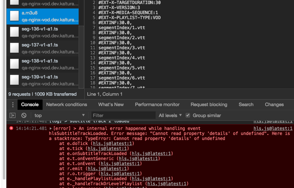 Captions fail when switching from selected language to none in middle of chunklist loading ...