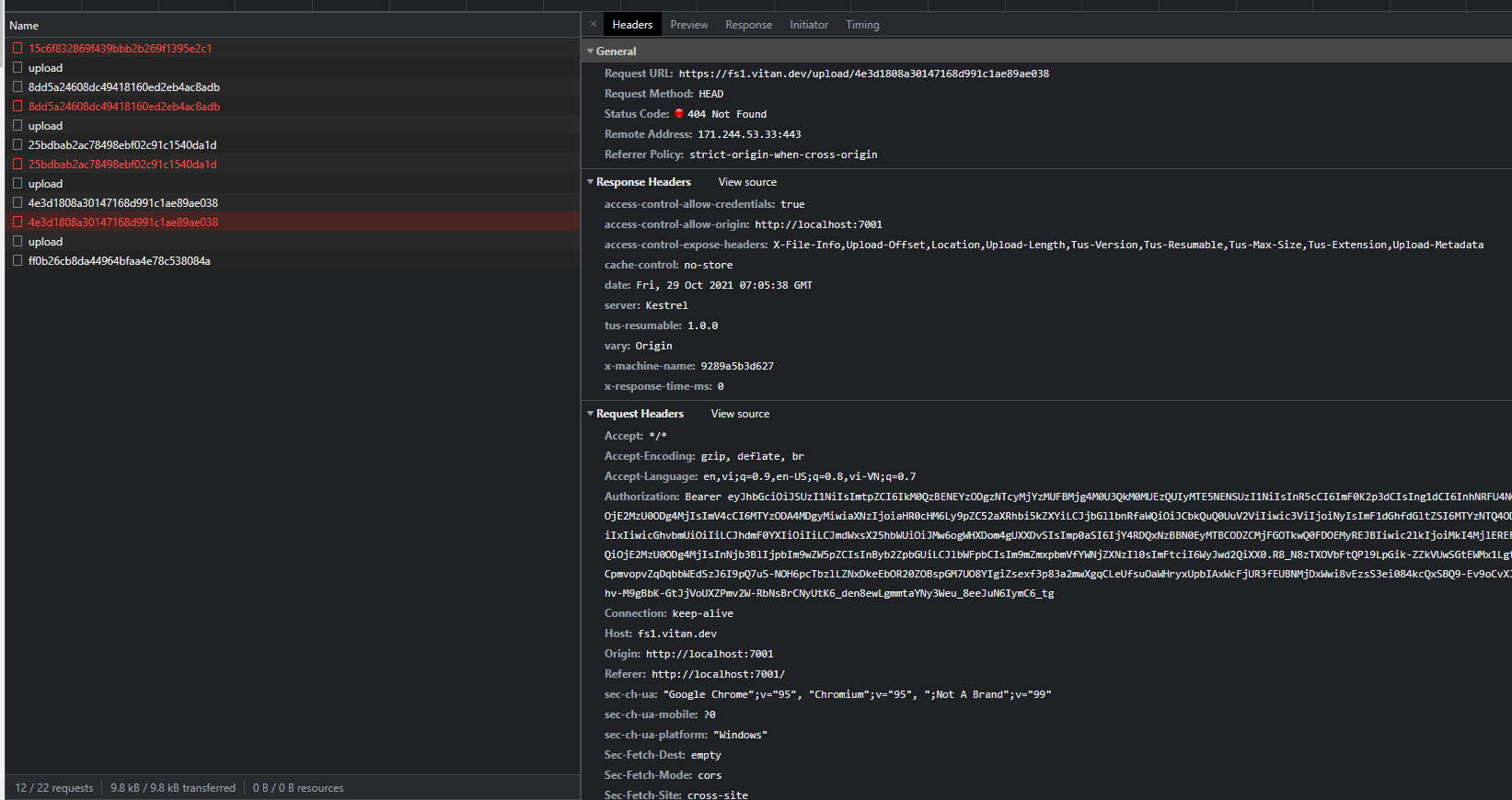 Error: tus: failed to upload chunk at offset 0, caused by TypeError: Cannot read properties of ...