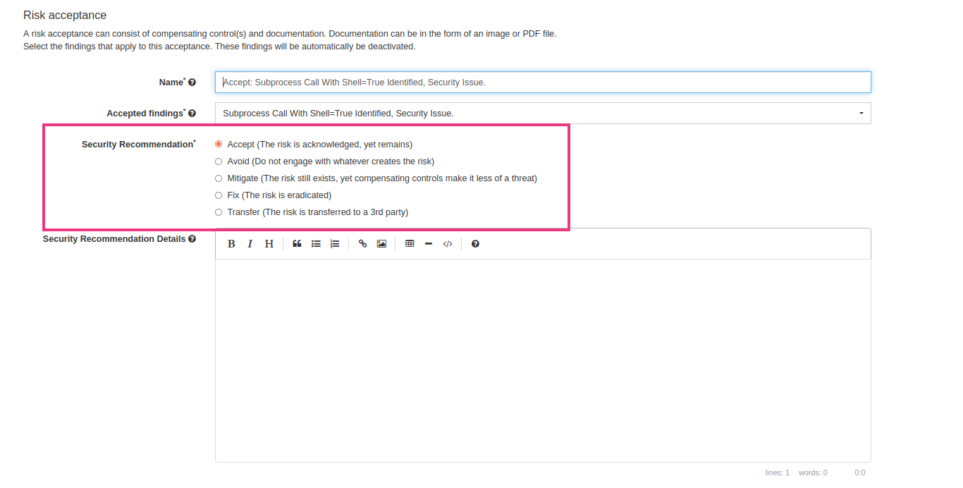 Unclear Documenation for Risk Acceptance · Issue #5116 · DefectDojo/django-DefectDojo · GitHub