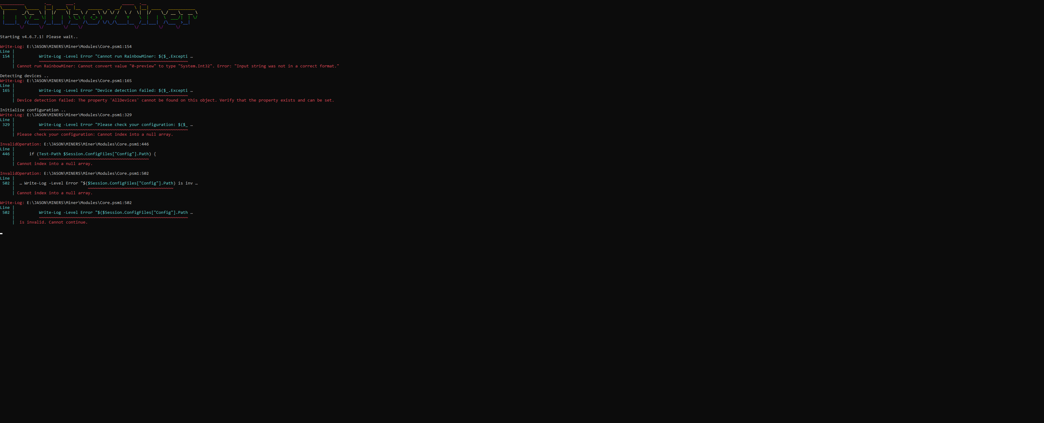 error loading rainbowminer · Issue #1327 · RainbowMiner/RainbowMiner · GitHub