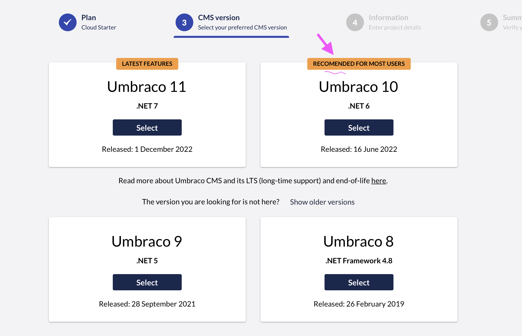 Typo on CMS version list · Issue #663 · umbraco/Umbraco.Cloud.Issues · GitHub