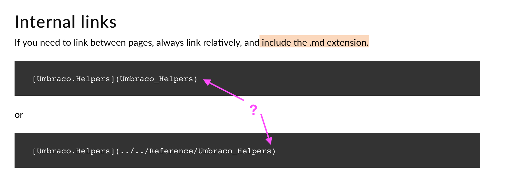 The .md extension gets stripped from code samples · Issue #1168 · umbraco/UmbracoDocs · GitHub
