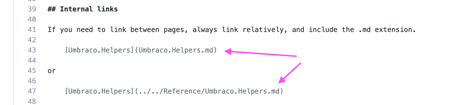 The .md extension gets stripped from code samples · Issue #1168 · umbraco/UmbracoDocs · GitHub