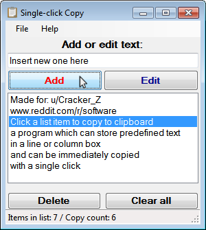 GitHub - publicdomain/single-click-copy: Stored text list with items ...