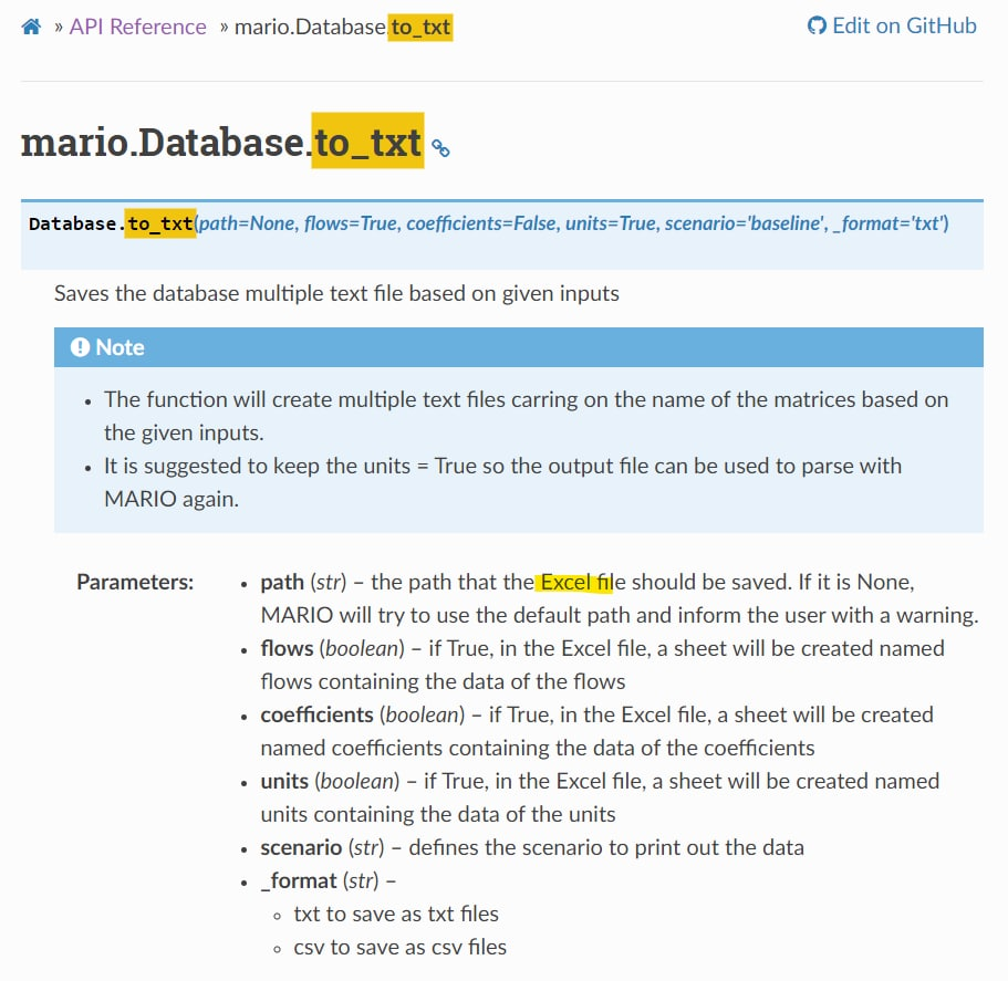 to_txt is explained as if it would create excel instead of folders and txt files as it does ...