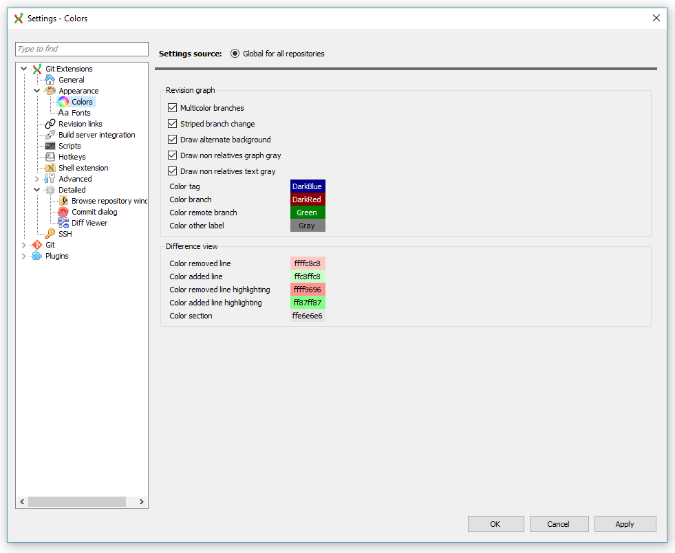 Add settings to set the colour palette for the branch graph · Issue ...