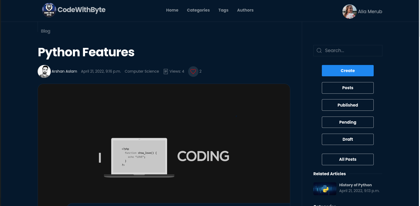 GitHub - arshanaslam1/codewithbyte-blog-app: An Open-Source Django blogging app like Medium and ...