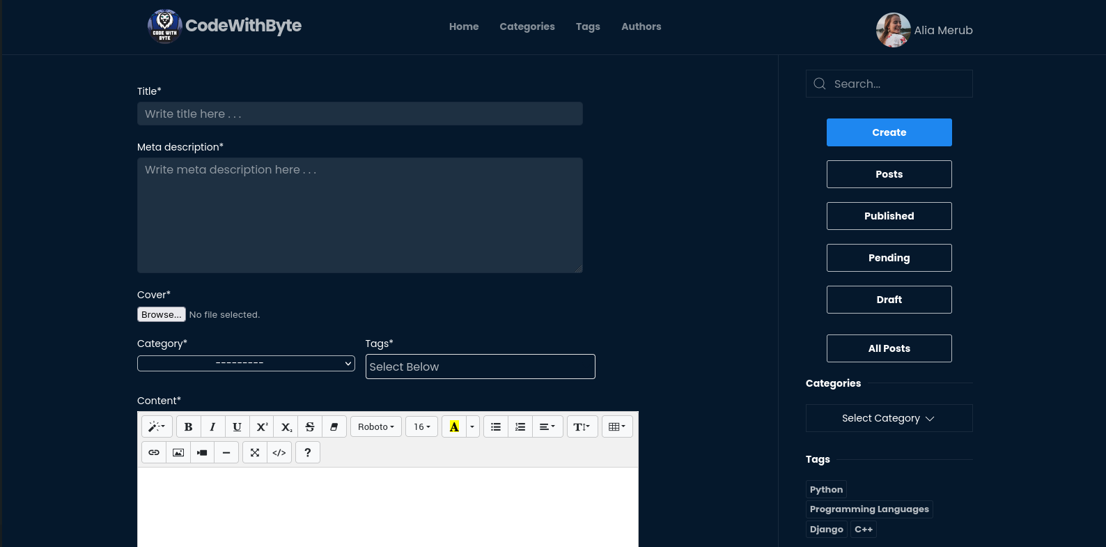 GitHub - arshanaslam1/codewithbyte-blog-app: An Open-Source Django blogging app like Medium and ...