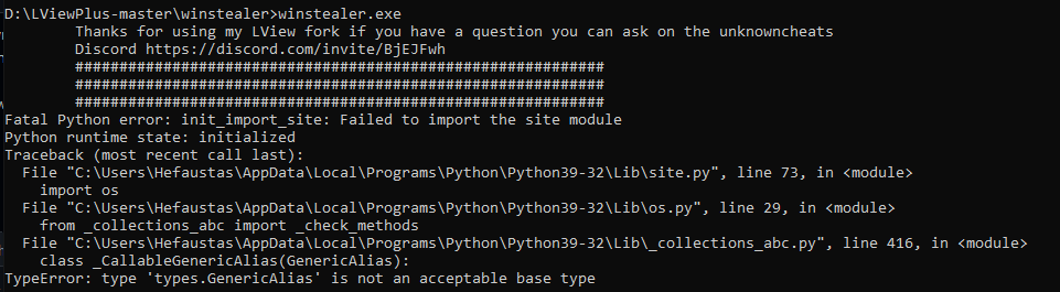 Getting "TypeError: type 'types.GenericAlias' is not an acceptable base type" when running ...