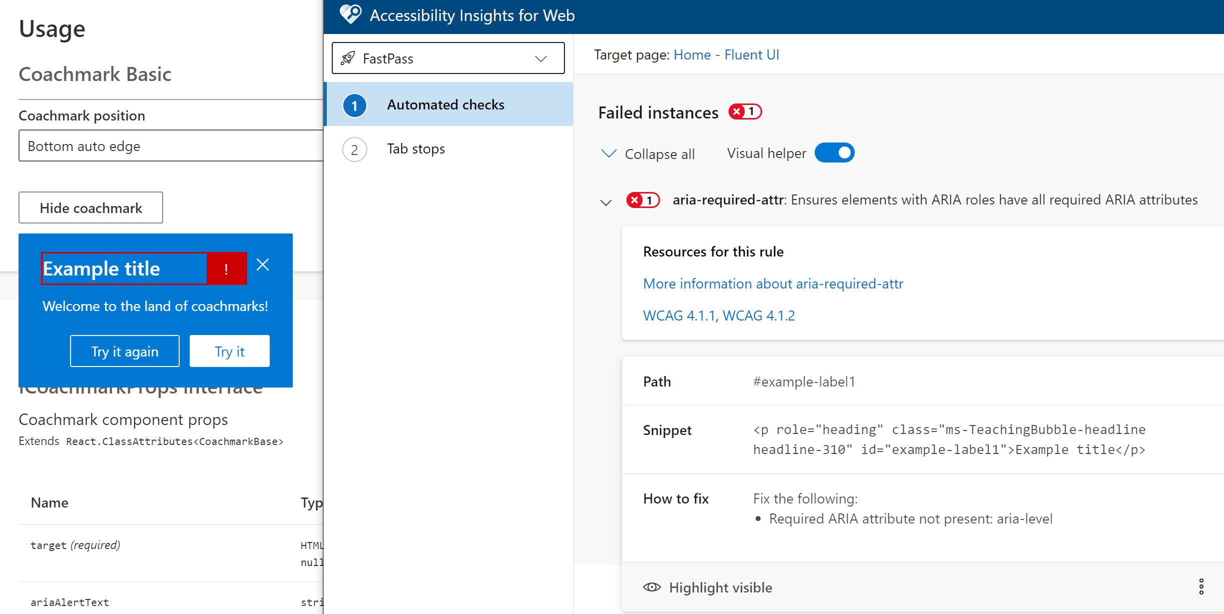 [Coachmark/TeachingBubble] Required ARIA attribute not present: aria-level · Issue #16353 ...