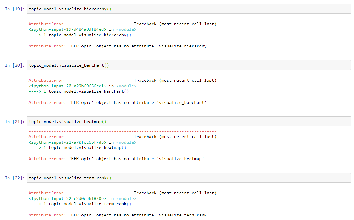 Can't Use Some Visualization Functions · Issue #459 · MaartenGr/BERTopic · GitHub