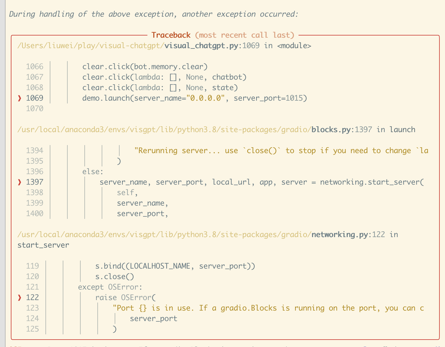 OSError: Port 1015 is in use · Issue #276 · chenfei-wu/TaskMatrix · GitHub