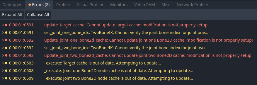 SkeletonModification2DTwoBoneIK throws errors and warnings when used · Issue #75022 ...