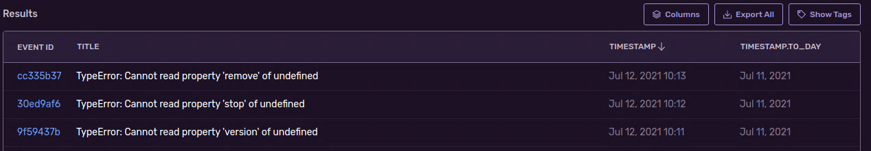 Stats array in the events-stats API endpoint group event count by an incorrect timestamp value ...