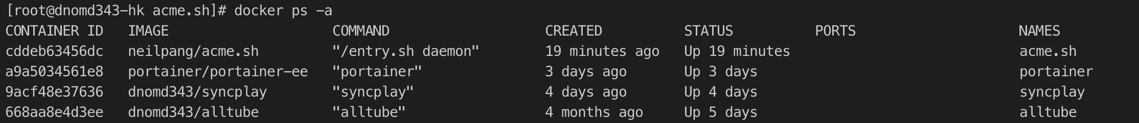 Display Misalignment When Using ` List` Command · Issue 4869 · Acmesh