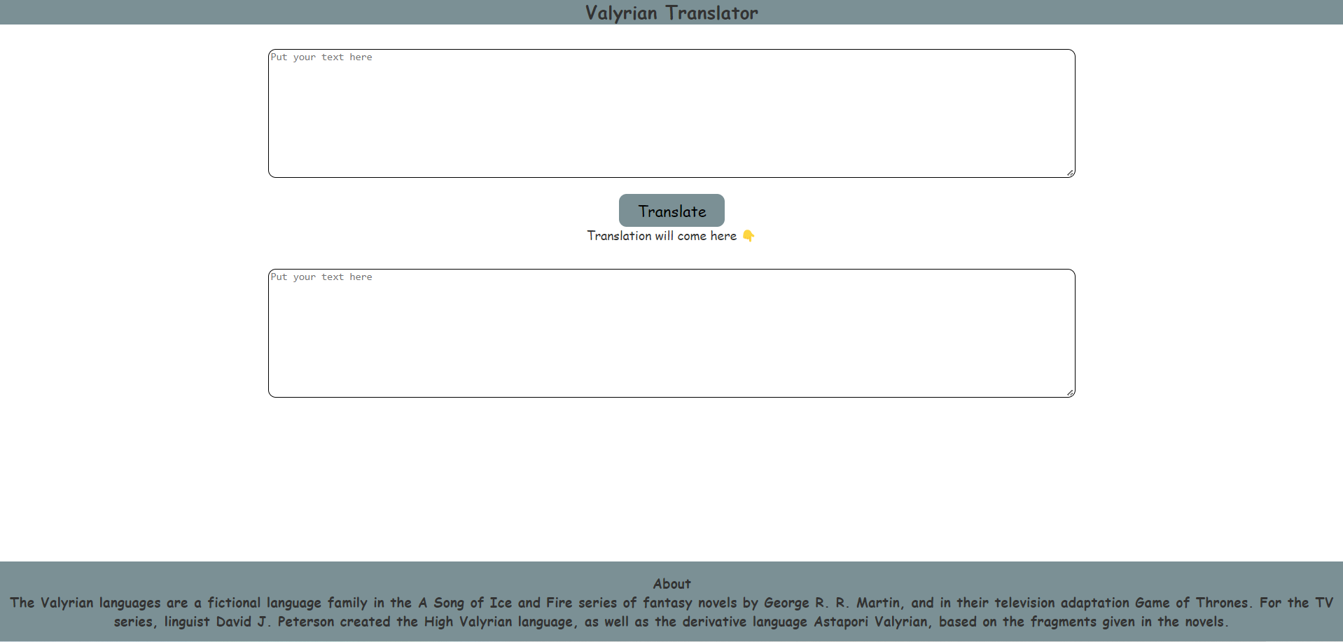 GitHub - AnkitNayak7/Valyrian-Speak-Application