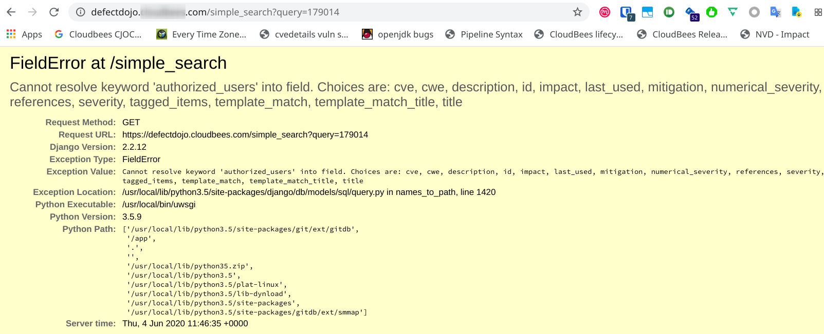 Searching for a finding ID throws error · Issue #2480 · DefectDojo/django-DefectDojo · GitHub