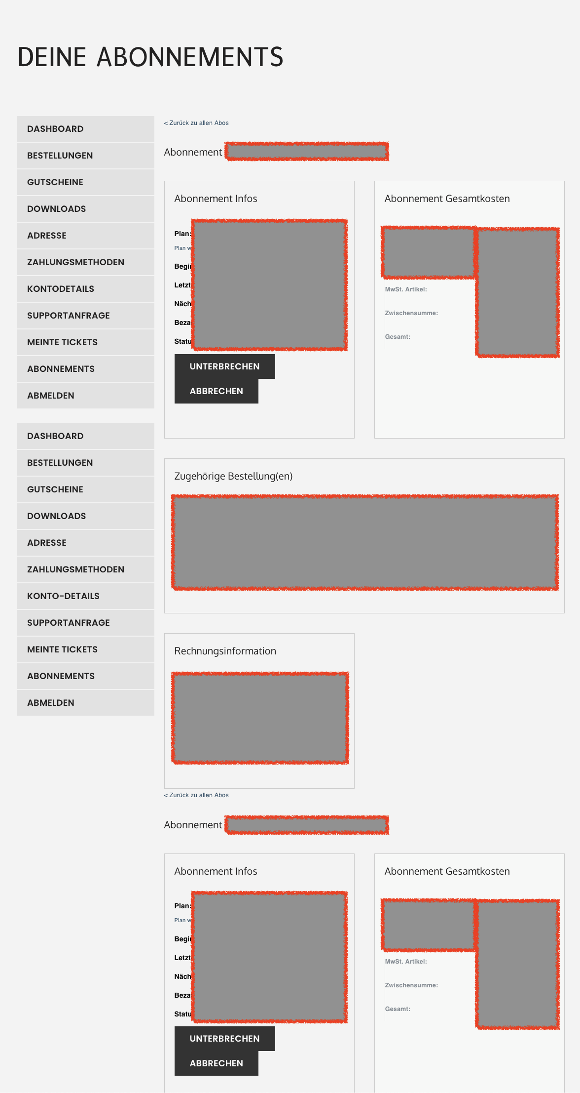 🐞 Bug Report: Elementor widget My Account hides content of Yith Subscriptions details page ...