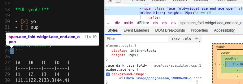 Chaos Theme many arrows in fold-widget end and close · Issue #4190 · ajaxorg/ace · GitHub