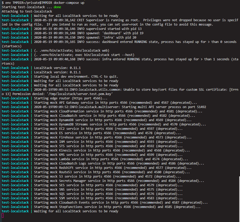 stuck in Waiting for all LocalStack services to be ready · Issue #2439 · localstack/localstack ...
