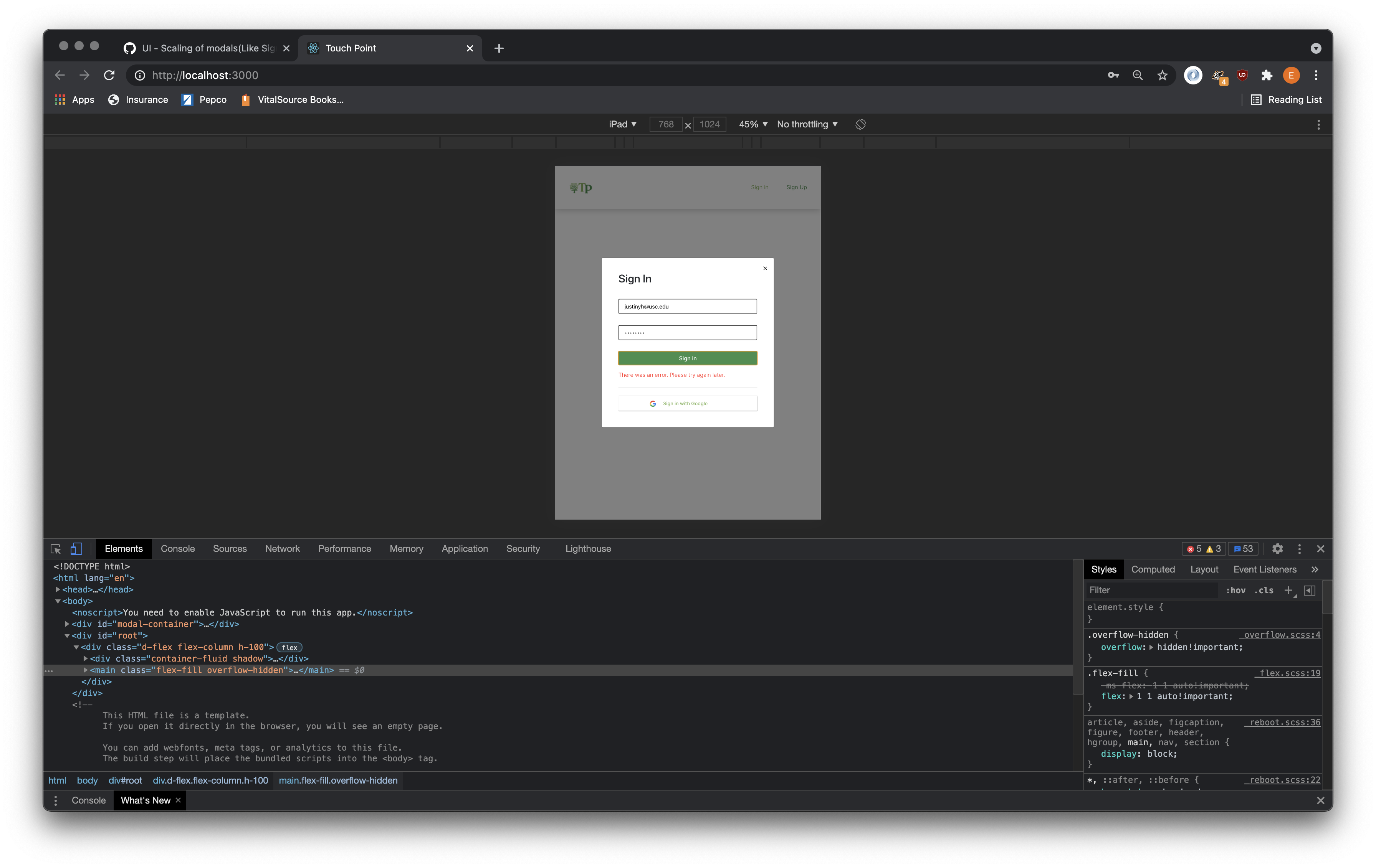UI - Scaling of modals(Like Sign in/up) doesn't scale or show ...