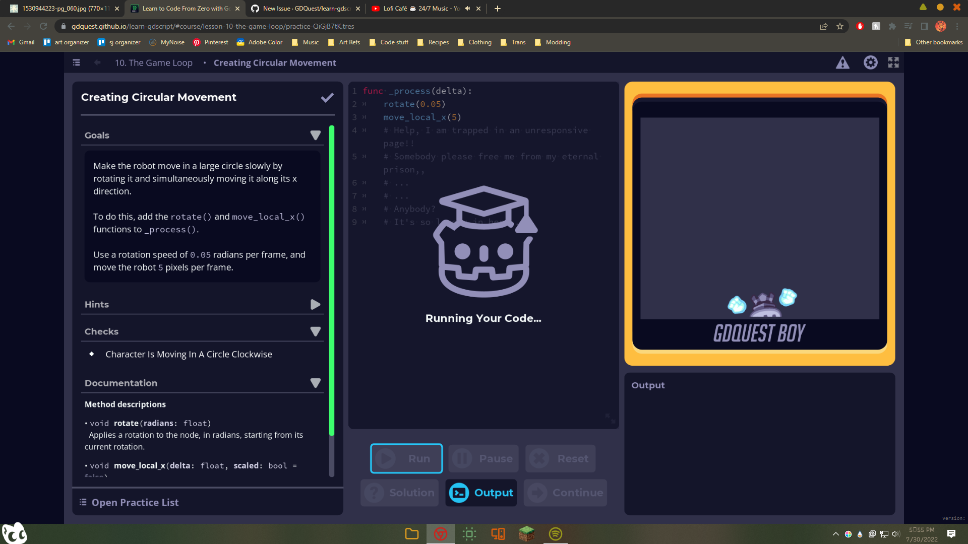 Game Freeze if User 'Stays' in Lesson 'Creating Circular Movement' · Issue #600 · GDQuest/learn ...
