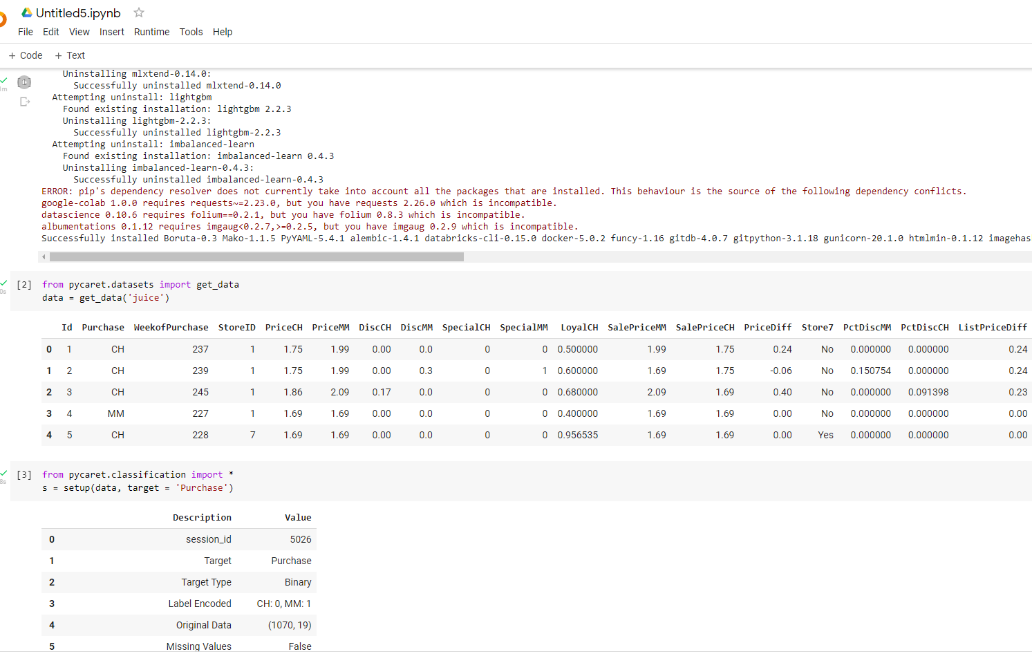 Installation error on Google Colab and local Ubuntu 20.04 · Issue #1573 · pycaret/pycaret · GitHub