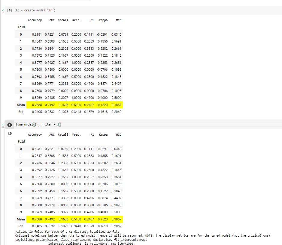 [BUG]: tune_model gives me 2 false messages · Issue #2645 · pycaret/pycaret · GitHub