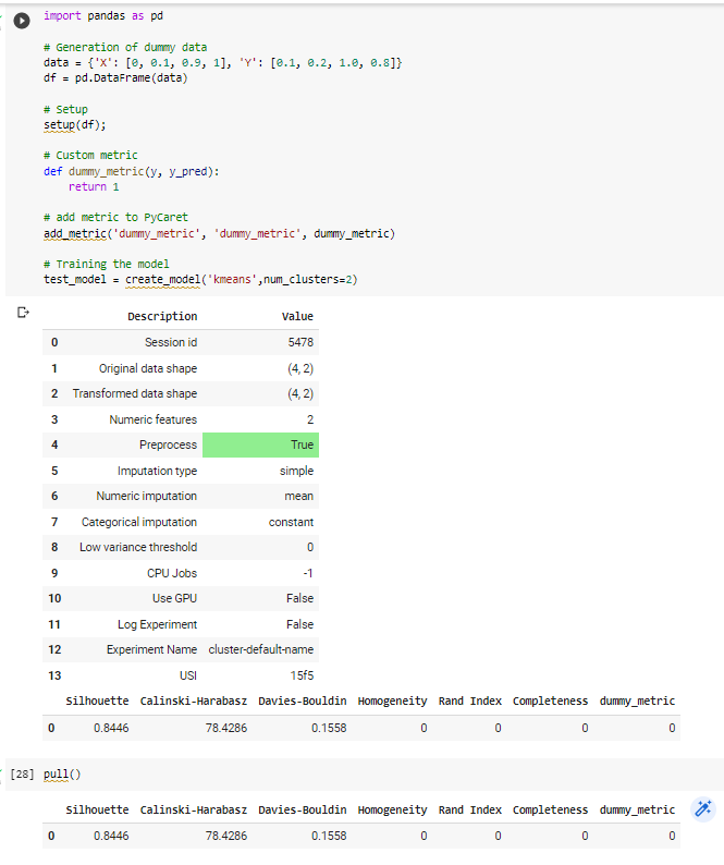 [BUG]: Custom metric is not working in clustering module · Issue #2689 · pycaret/pycaret · GitHub