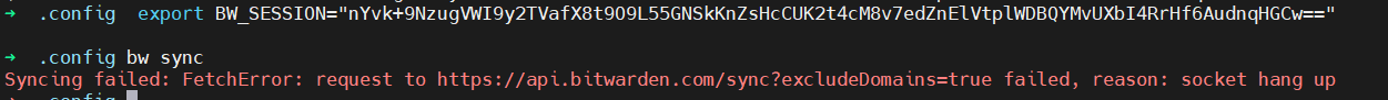Syncing failed: FetchError: request to https://api.bitwarden.com/sync?excludeDomains=true failed ...
