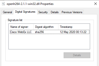 openh264-2.1.1-win64.dll has not been signed · Issue #3409 · cisco/openh264 · GitHub