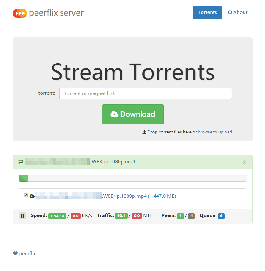 GitHub - YDEKQ/Peerflix-server-zh: Peerflix Server(BT下载工具) 汉化、美化