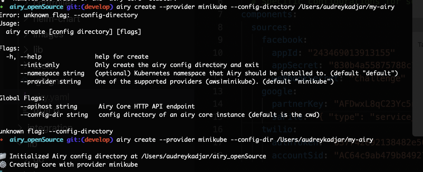 airy create doesn't use passed config dir · Issue #1638 · airyhq/airy · GitHub