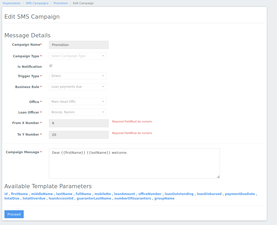 Sms Campaigns Edit Sms Campaign · Issue 764 · Openmf Web App · Github