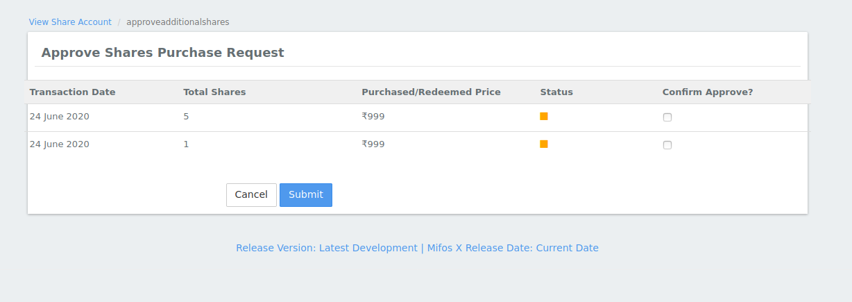 Shares Approve Shares Page · Issue 907 · Openmf Web App · Github