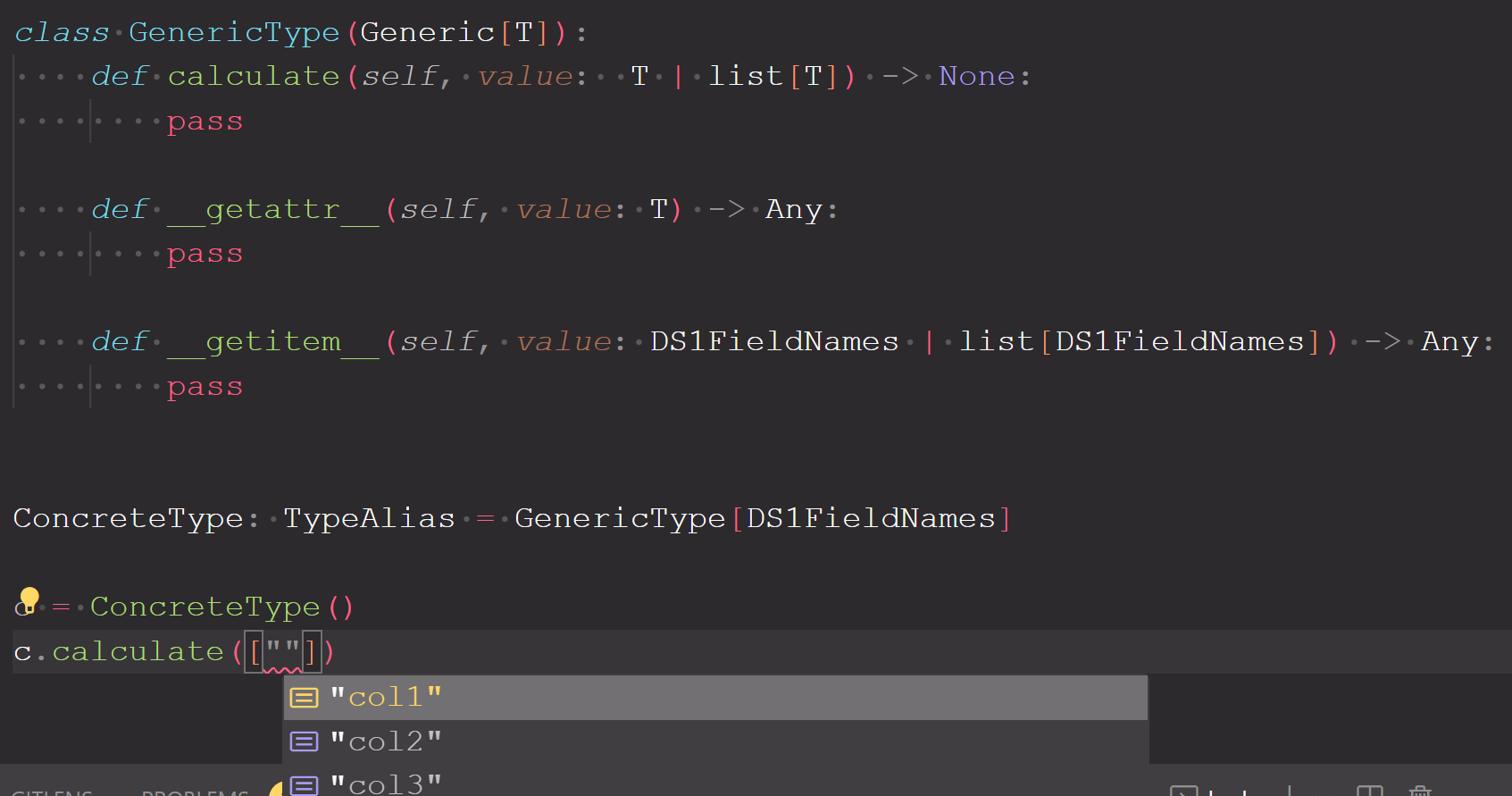 Unable to autosuggest members with typing.Literal types when used in Generic classes · Issue ...