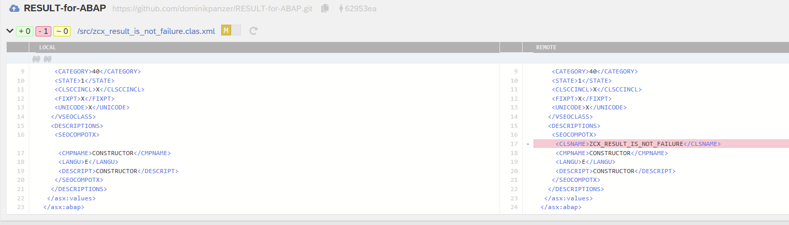 CLASNAME and TPCLASS shown in diff · Issue #6248 · abapGit/abapGit · GitHub