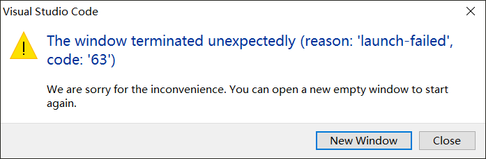 The window terminated unexpectedly · Issue #176215 · microsoft/vscode · GitHub