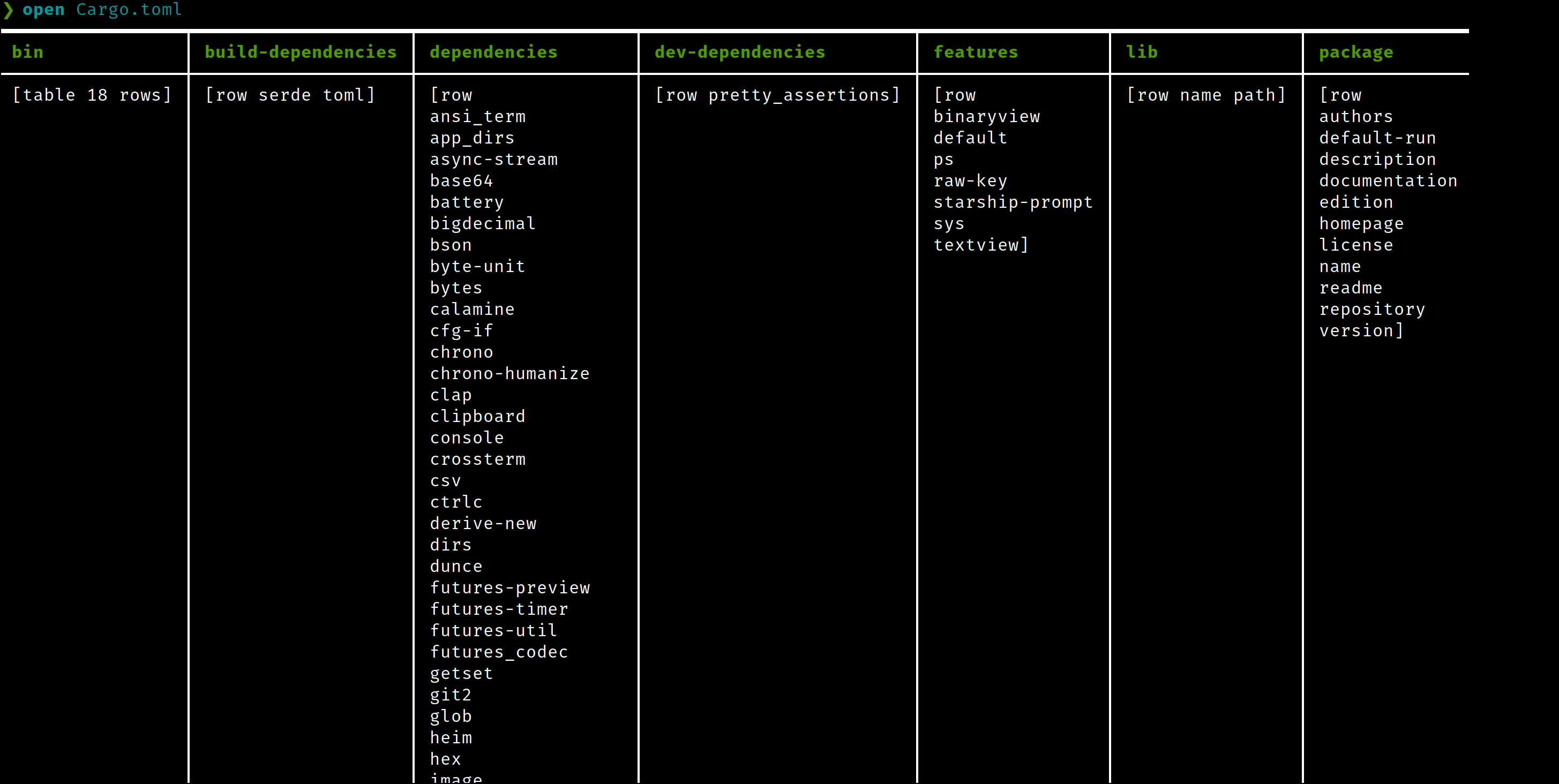 Inner tables with many columns need abbrev · Issue #1000 · nushell ...