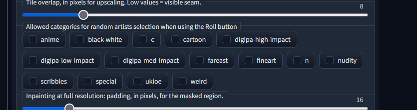 Settings Tab - Allow categories random artist bug · Issue #166 · AUTOMATIC1111/stable-diffusion ...