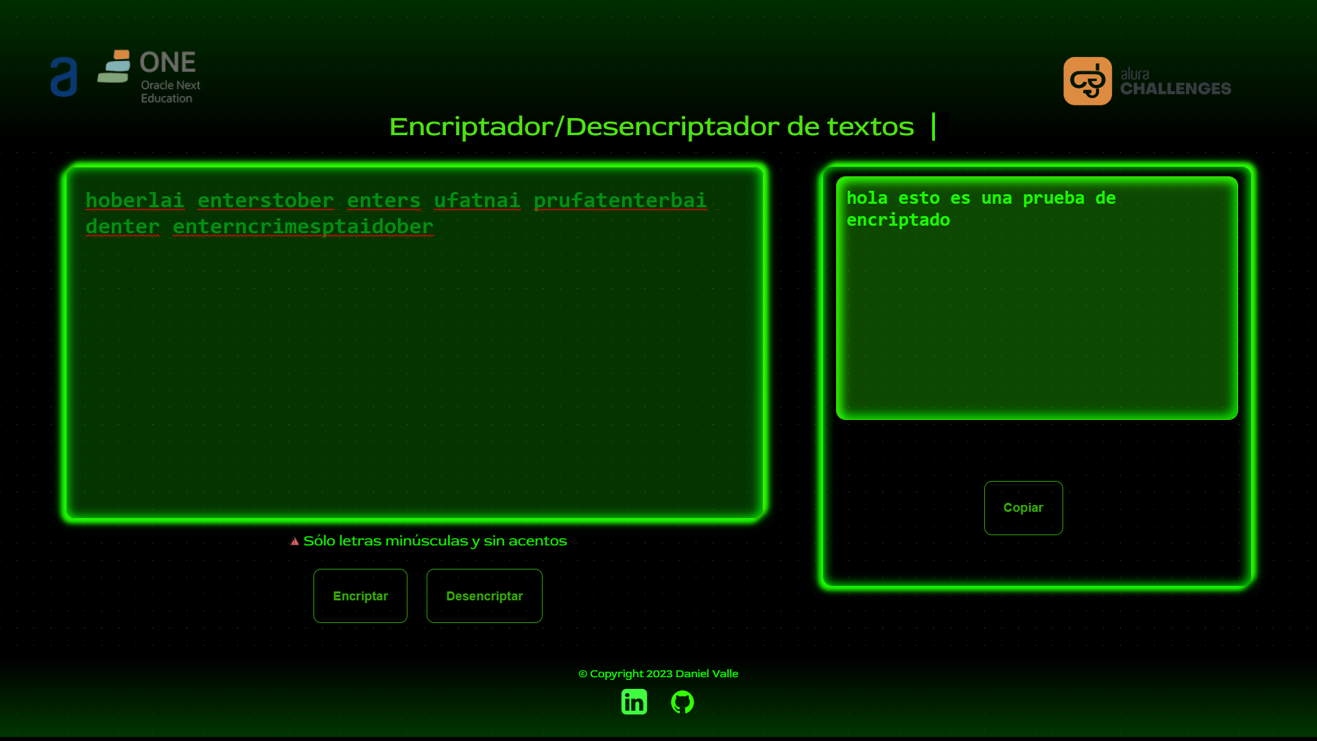 GitHub - dannoo/Encriptador_AluraChallenge: Challenge ONE Beginner in programming: Building a ...