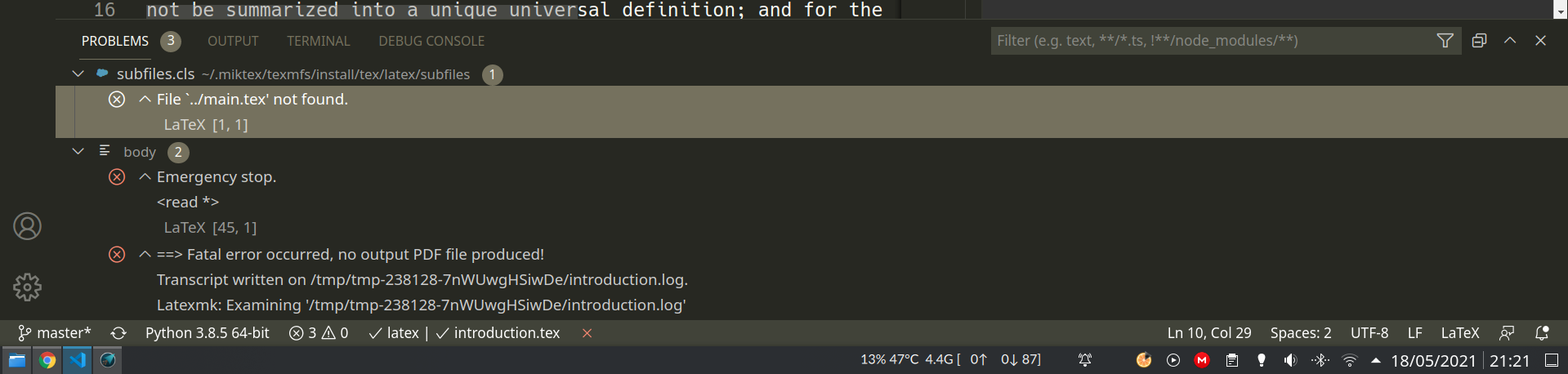 Subfiles is not compatible with %TMPDIR% · Issue #2691 · James-Yu/LaTeX-Workshop · GitHub