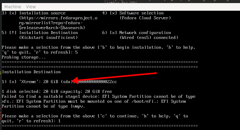 UEFI Fedora kickstart fails on `Installation Destination (Kickstart insufficient)` · Issue #346 ...