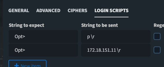 Simple Q: How do I insert a return character to ssh login script · Issue #2447 · Eugeny/tabby ...