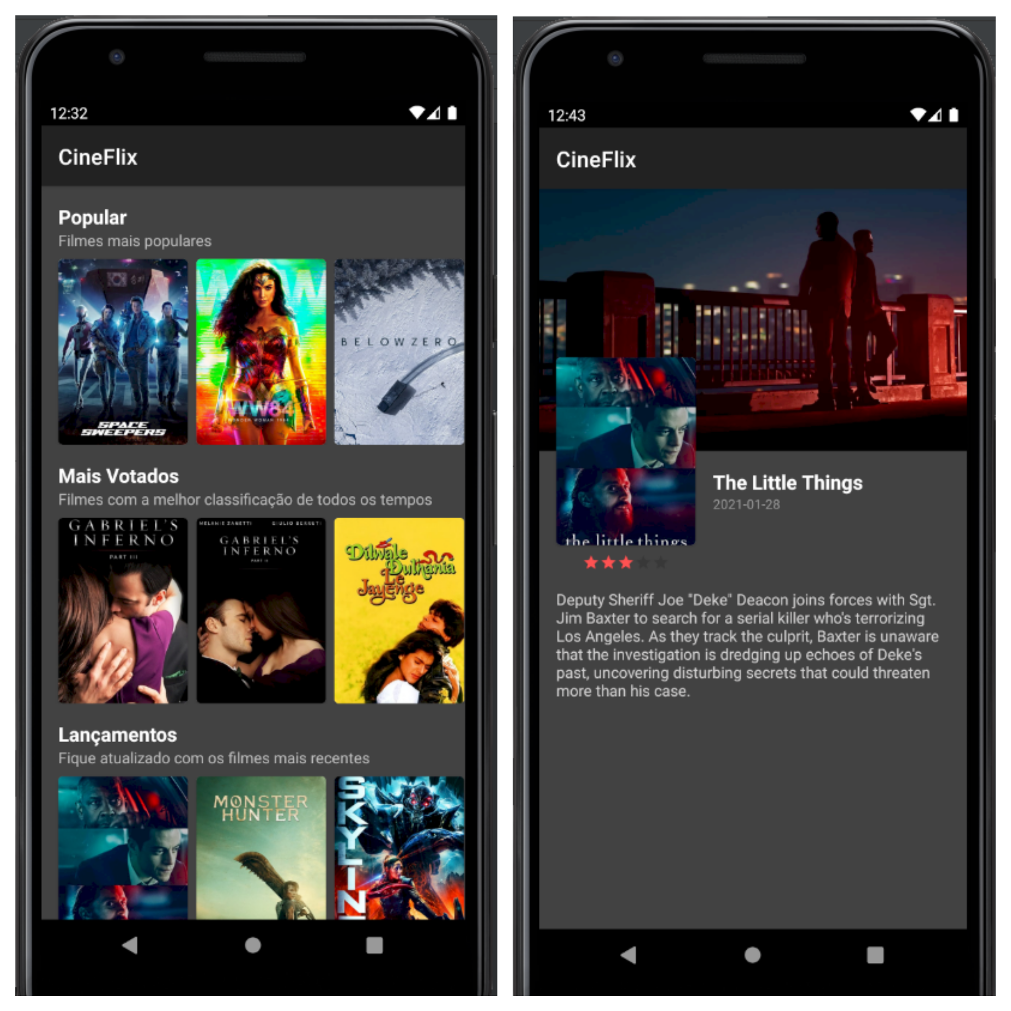 GitHub - guilherme-kunz/CineFlix: Um aplicativo de filmes, No qual é possível selecionar um ...