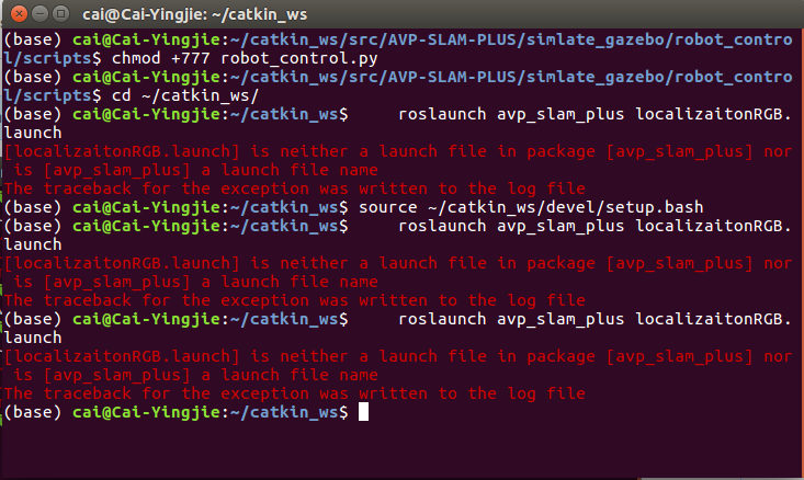 您好，按您的步骤，出现这个很奇怪的报错，百思不得其解。 · Issue #3 · liuguitao/AVP-SLAM-PLUS · GitHub