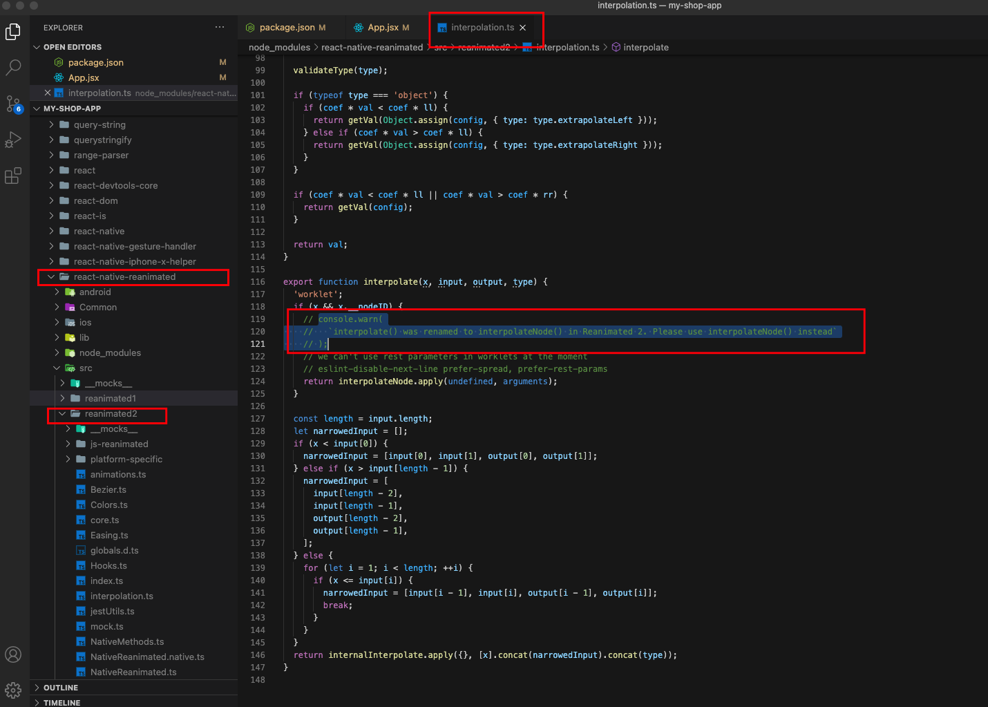 [reanimated v2][iOS] interpolate from V1 has been renamed to interpolateNode · Issue #10027 ...