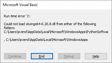 Could not activate Python COM server, hr = -2147221164 1000 · Issue #1502 · xlwings/xlwings · GitHub