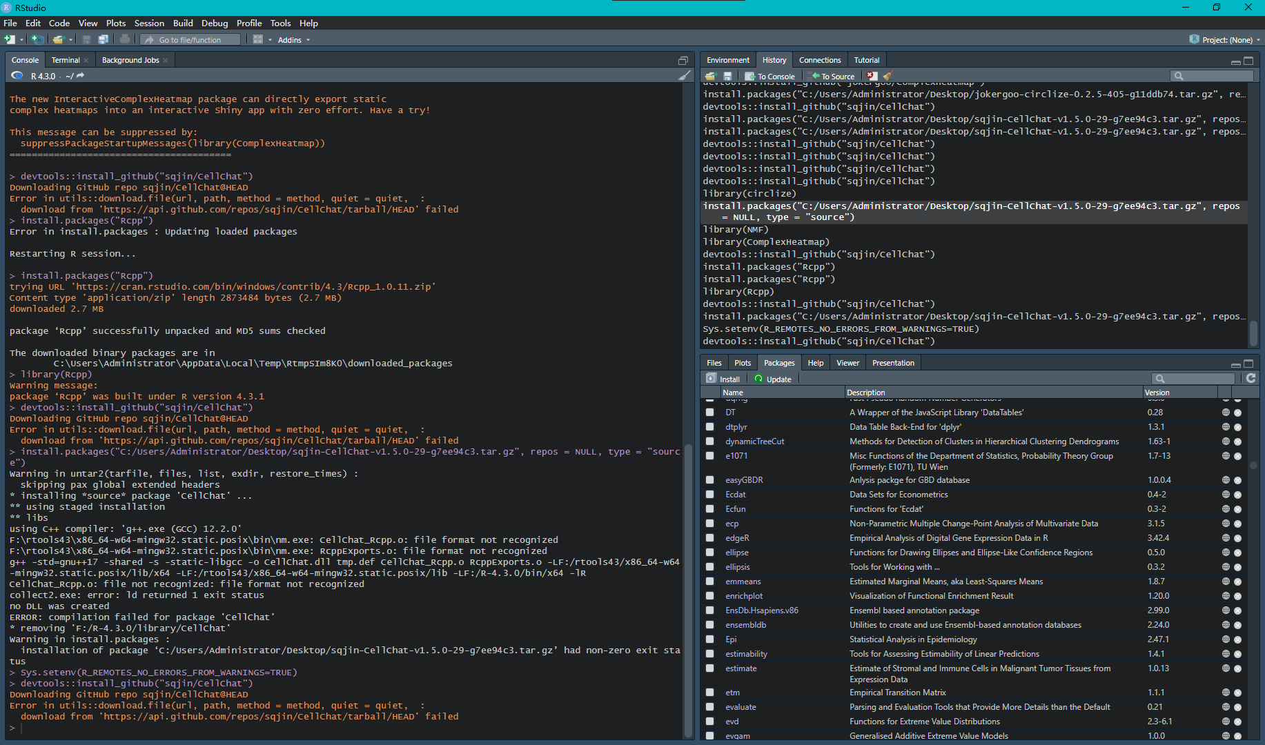 Install package failure on Windows10 · Issue #654 · sqjin/CellChat · GitHub