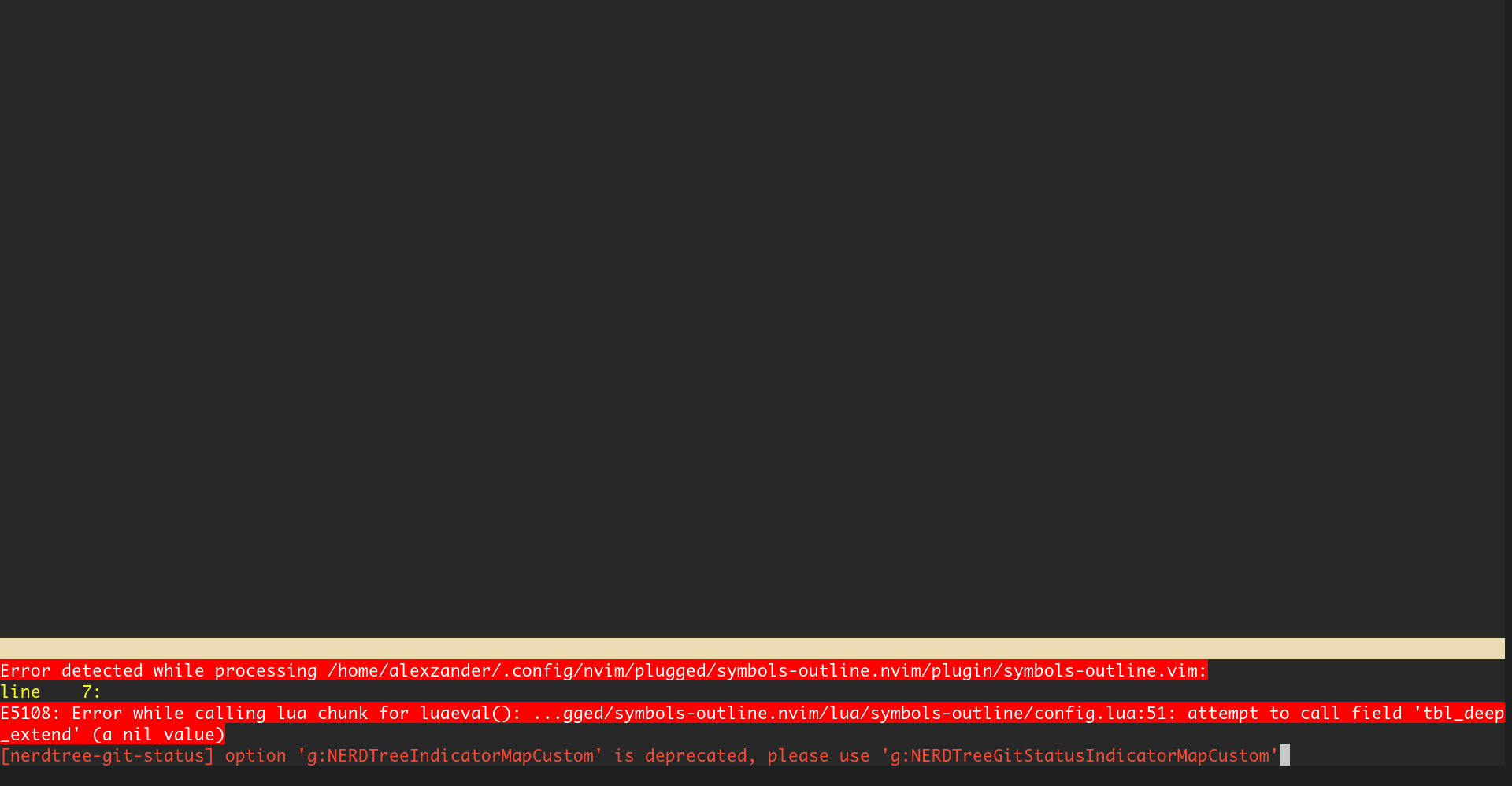 error after fresh installation · Issue #26 · simrat39/symbols-outline.nvim · GitHub